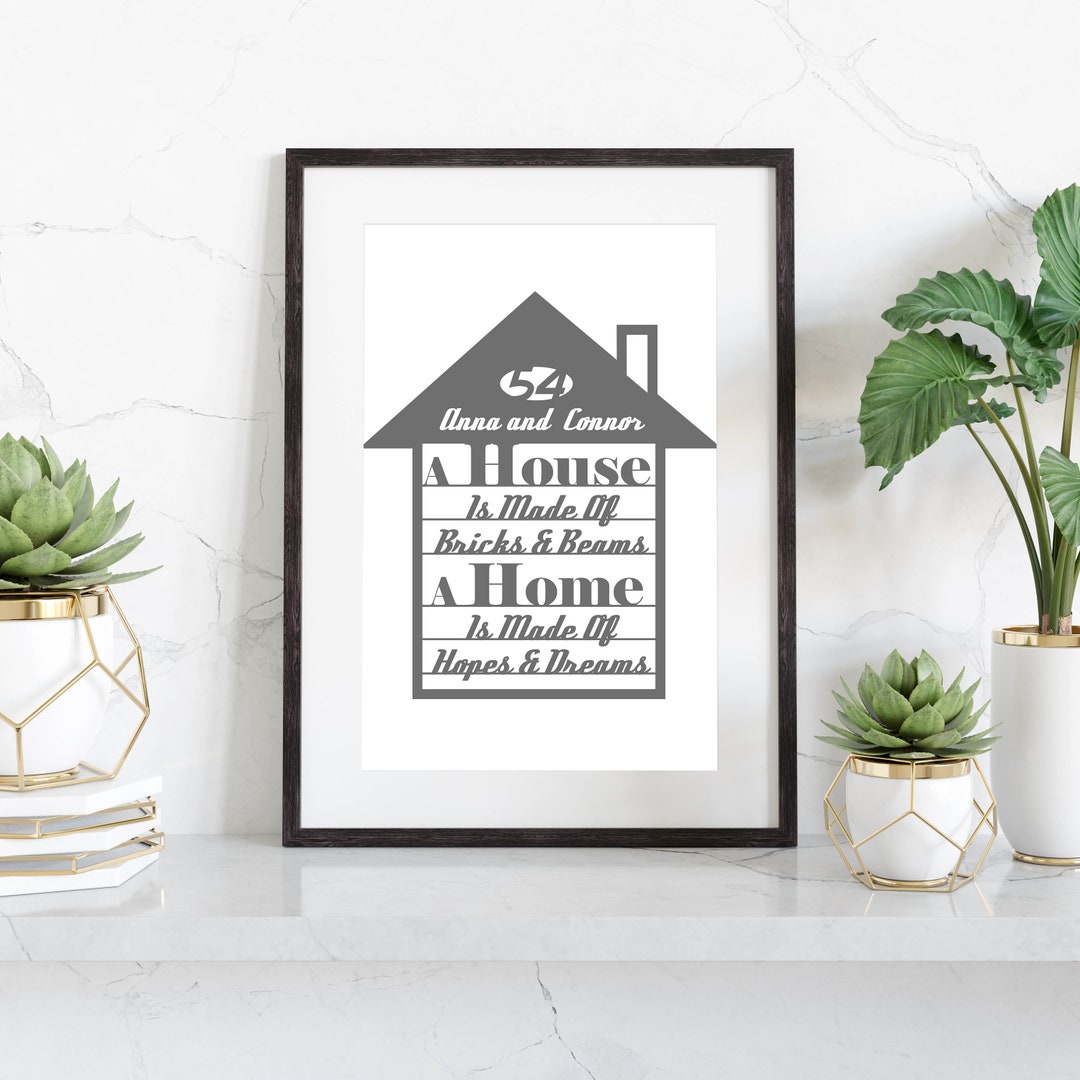 Home Quote Print - 'A House is Made of Bricks and Beams, A Home is Made ...