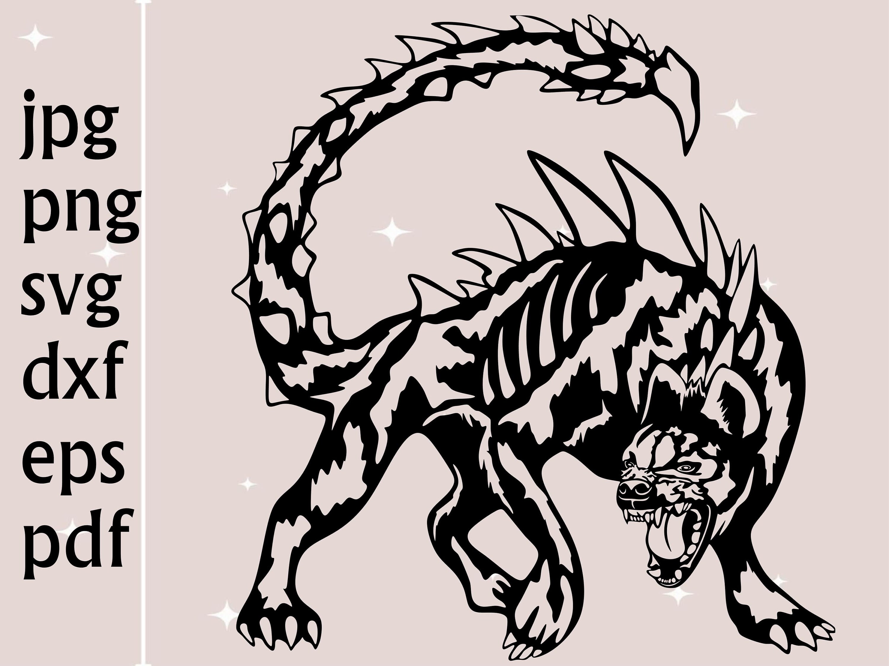 Demon Hyena for Download With Long Spiked Tail Creepy Animal - Etsy