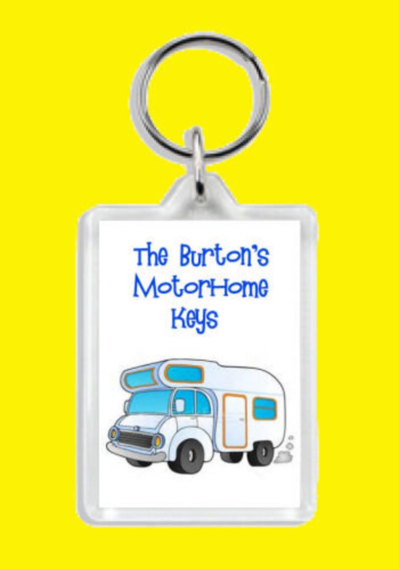 Personalised Custom with Name MOTORHOME CARAVAN TRAILER Keyring ...