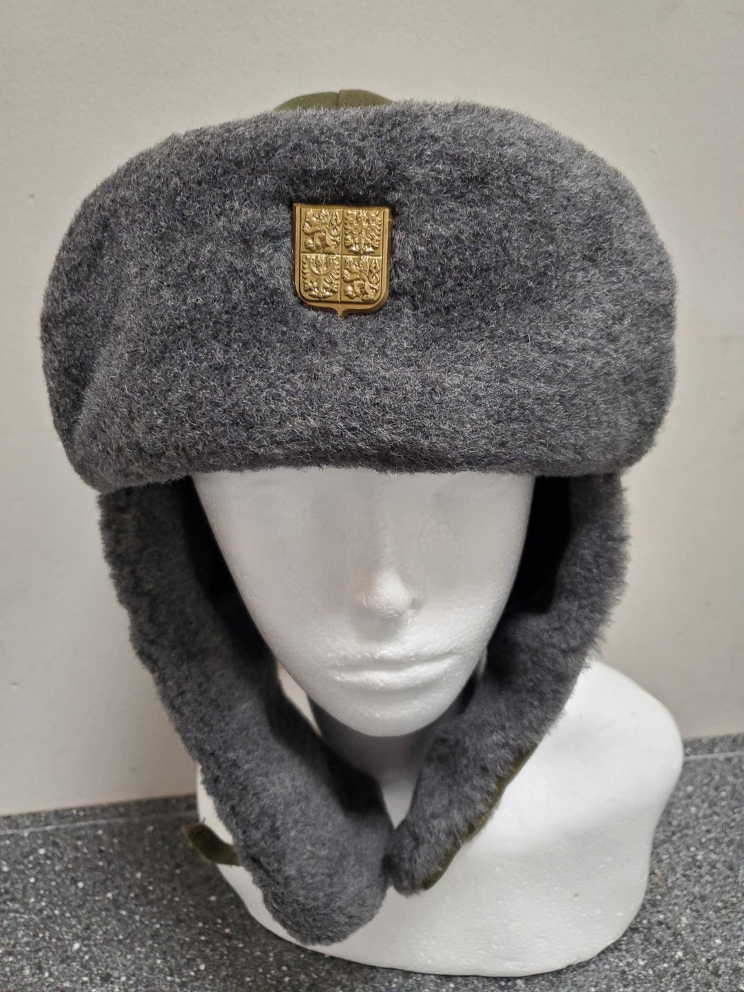 Czech Army Ushanka Winter Trapper Hat Fur Lined Soviet Military Style ...