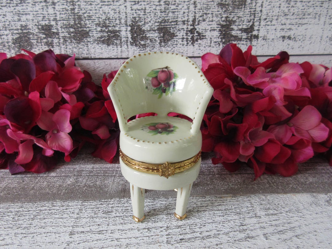 Whimsical Trinket Box in Chair Shape With Plums - Etsy