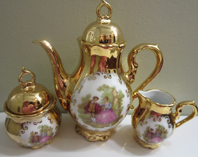 Vintage Gold Tea Set, Courting Couple Love Tea Set Made in Germany - Etsy