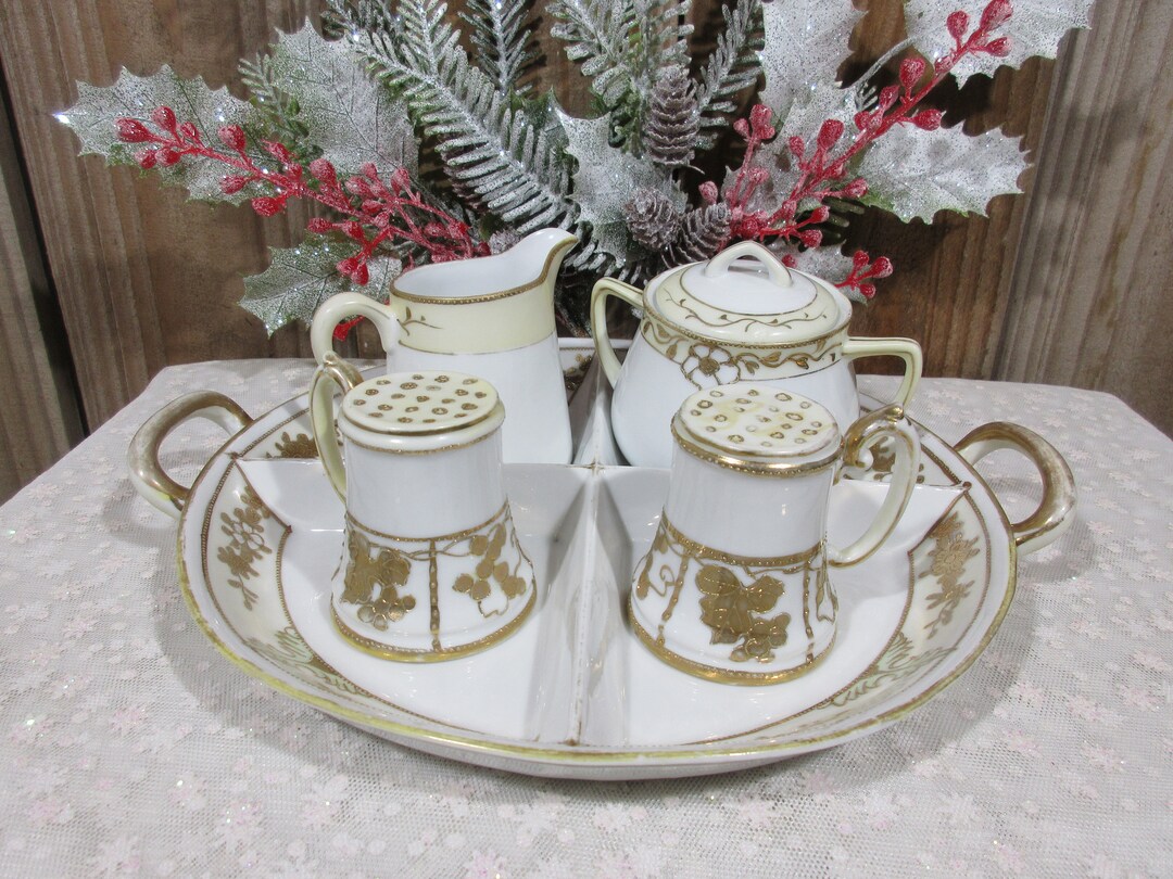 Hand Painted Nippon Condiment Set - Etsy