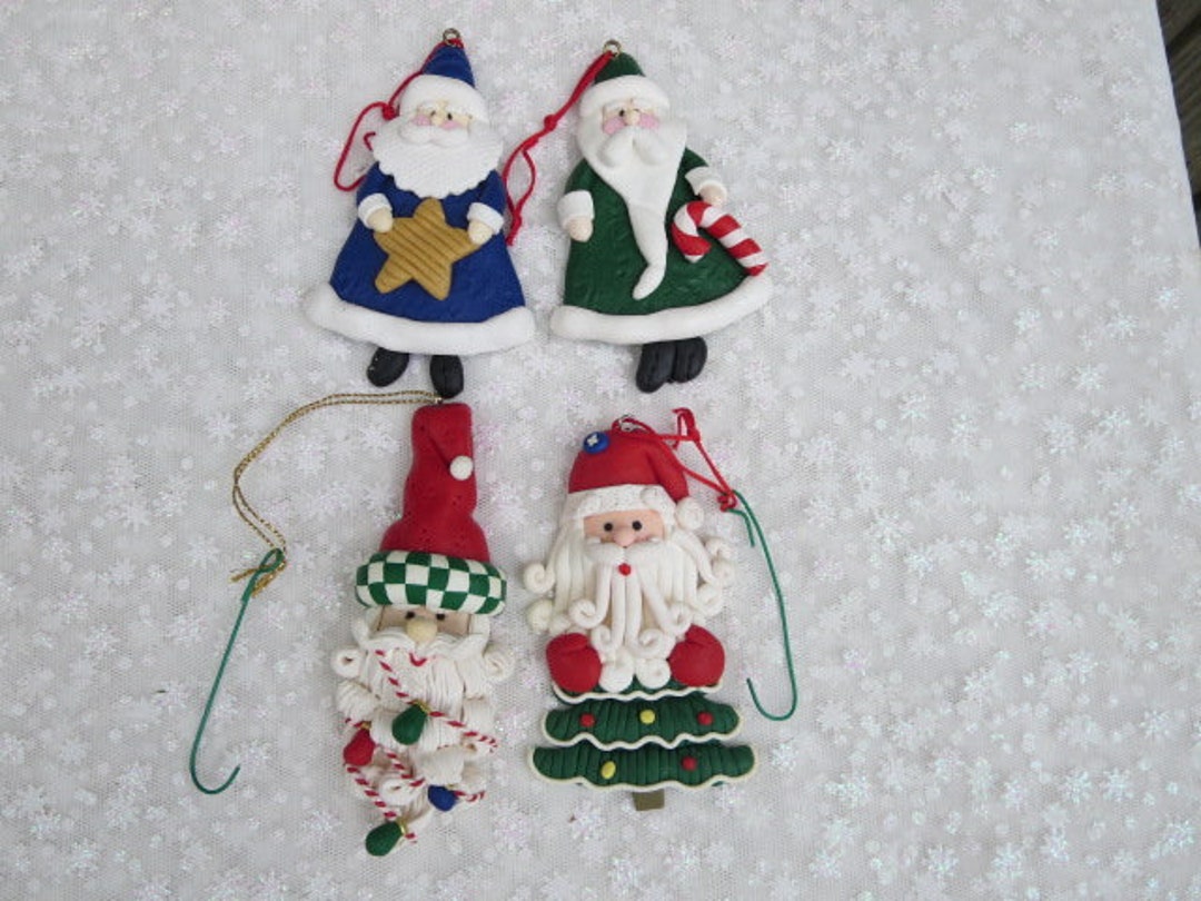 Delightful Set of Four Santa Claus Christmas Ornaments - Festive ...