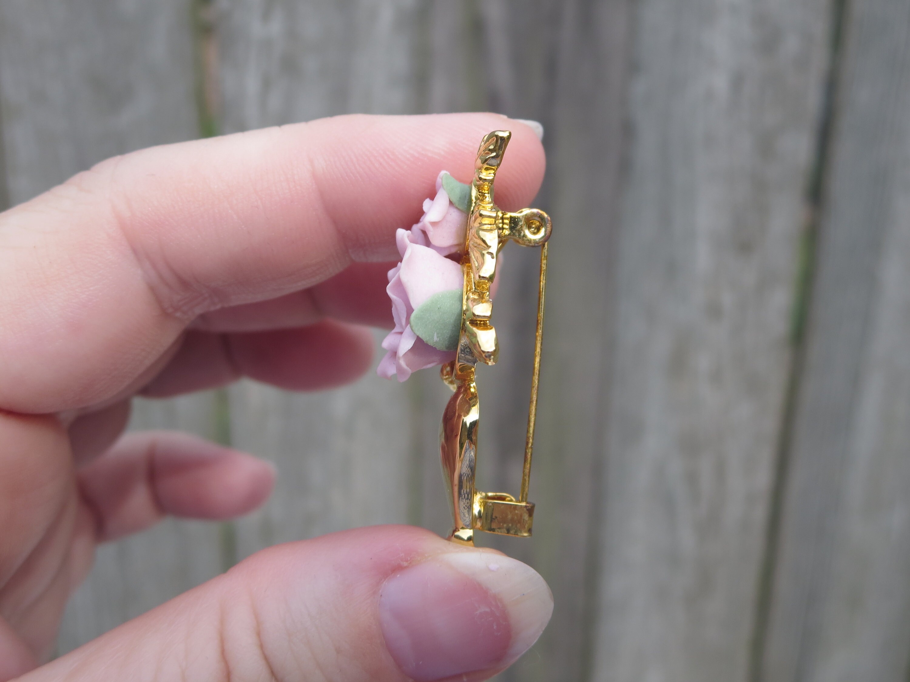 Vintage Avon Brooch and Earrings Porcelian Pink Roses In a | Etsy