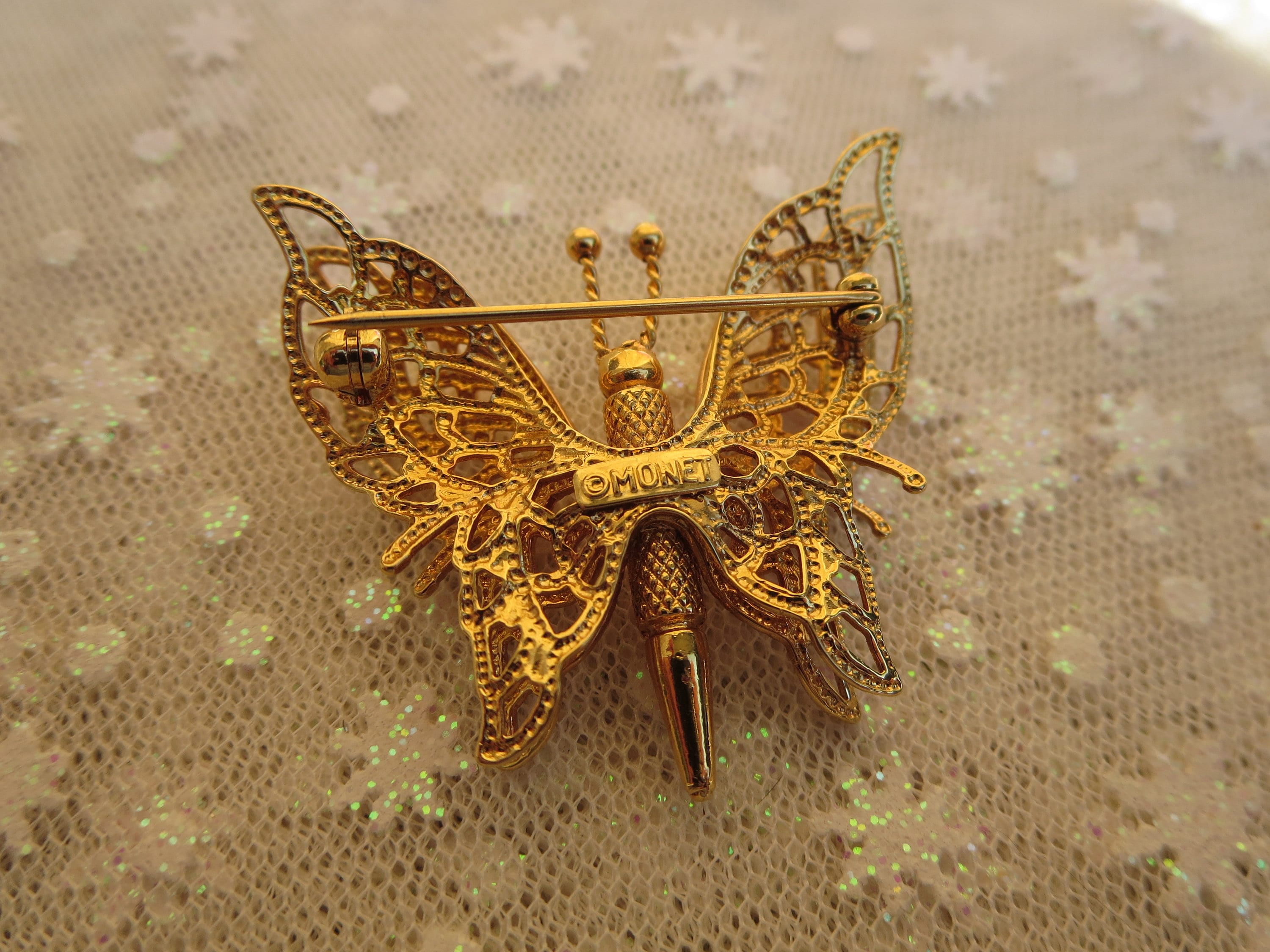 Broche de mariposa vintage Monet firmado en la espalda oro | Etsy