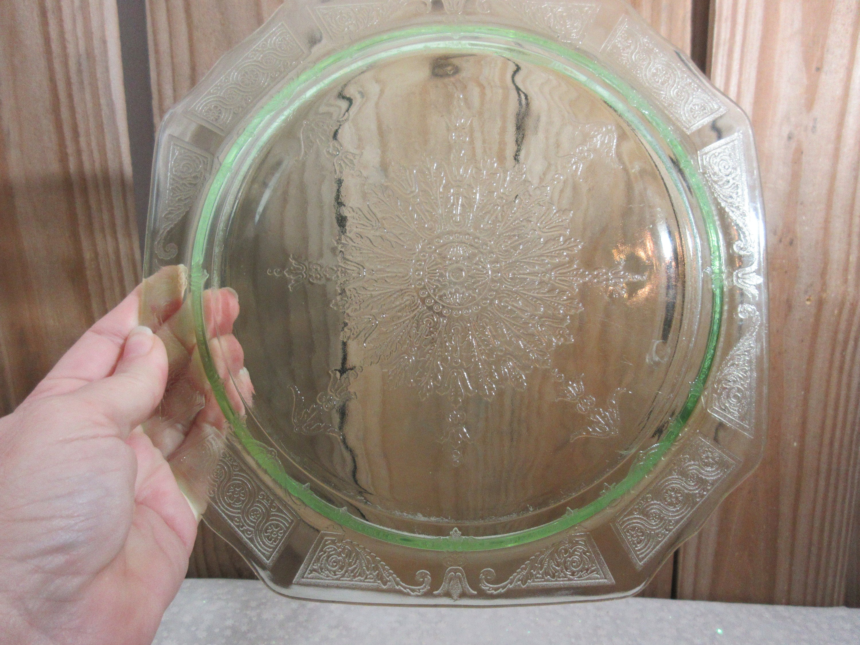 Green Depression Glass Plate Princess Pattern | Etsy