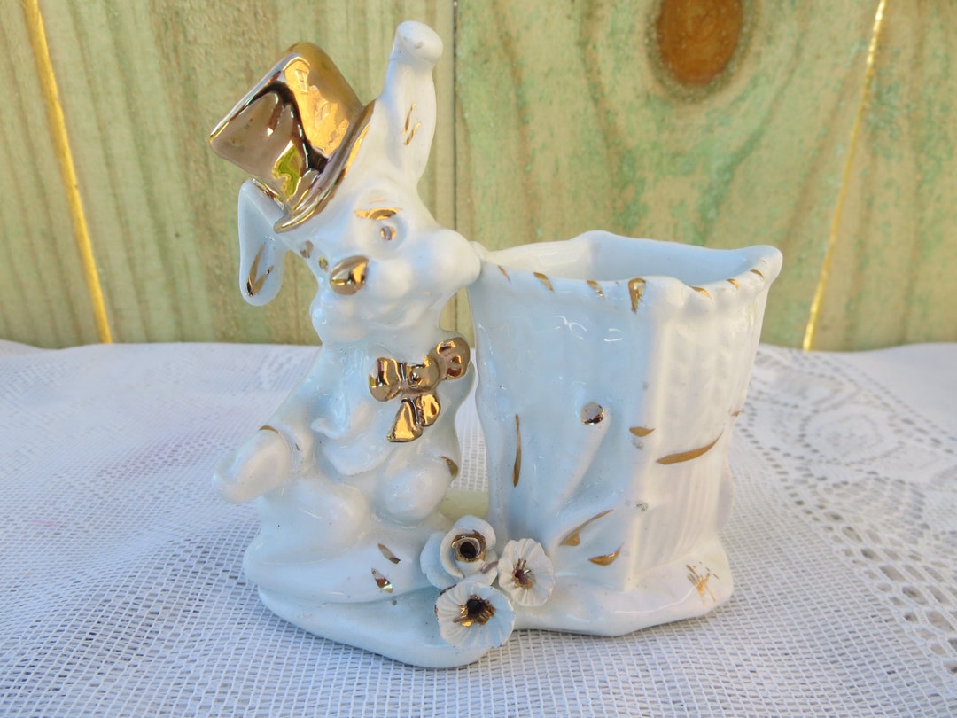 Collectible Capodimonte White Rabbit Bud Vase Easter Bunny Decor With ...