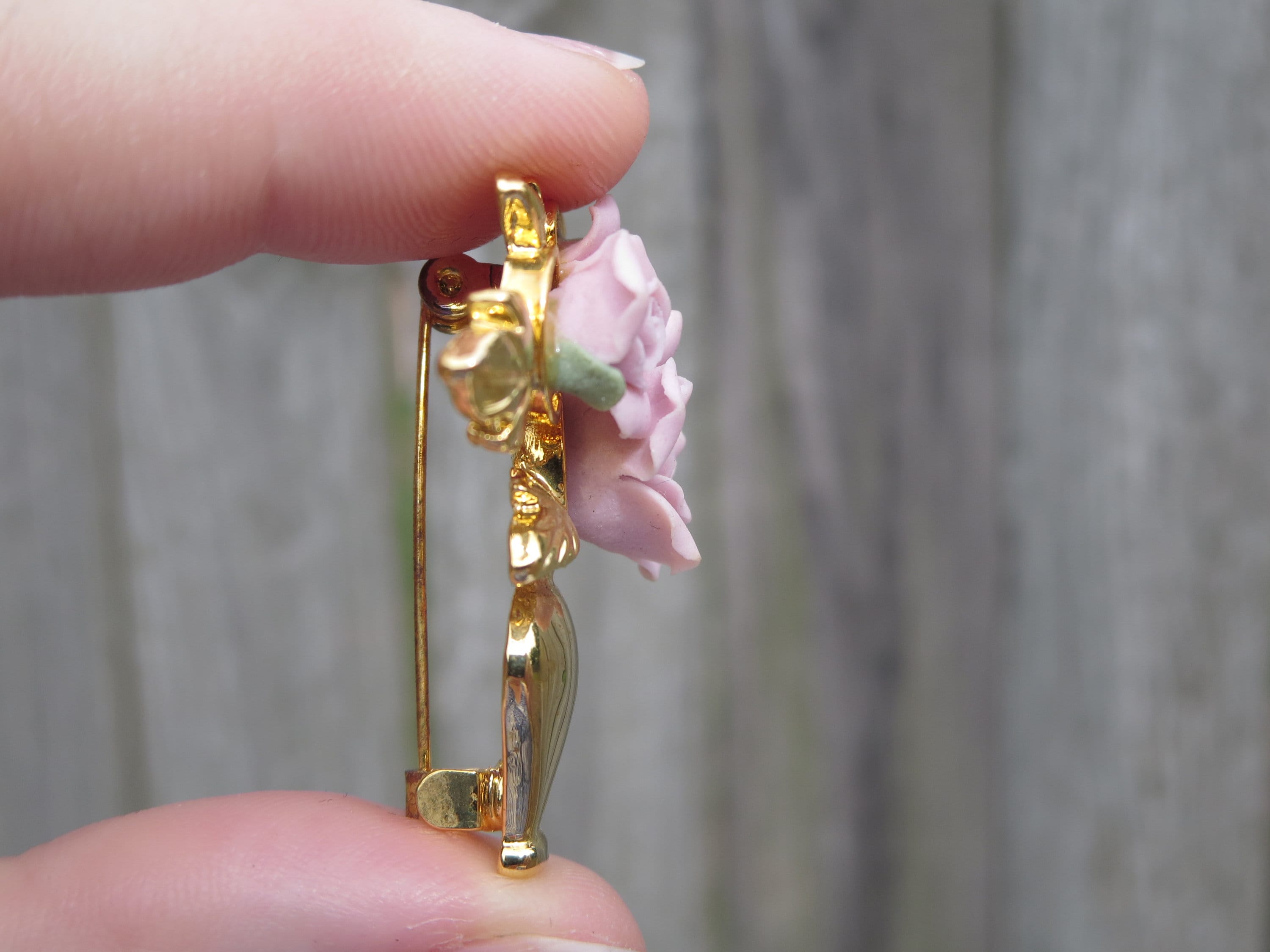 Vintage Avon Brooch and Earrings Porcelian Pink Roses In a | Etsy