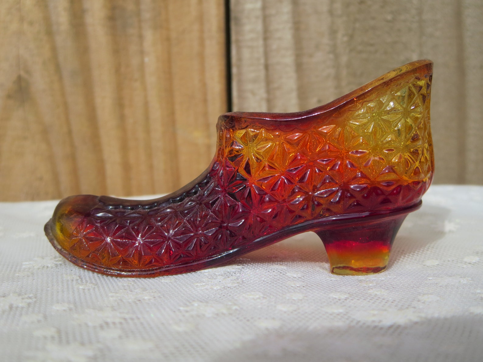 Fenton Amber Shoe, Button and Bows Glass Shoe - Etsy