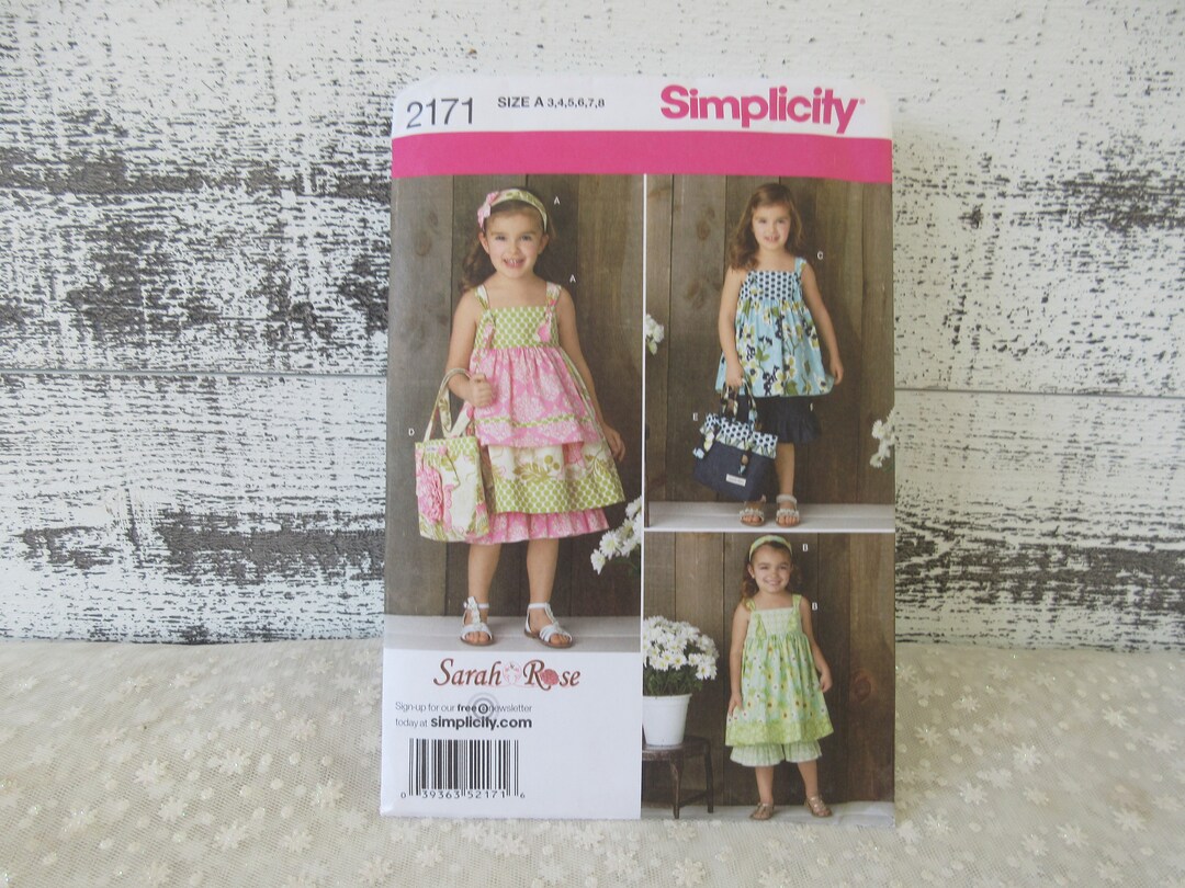 Simplicity Sarah Rose Dress Pattern: Child's Top, Pants & Bag (sizes 3 ...