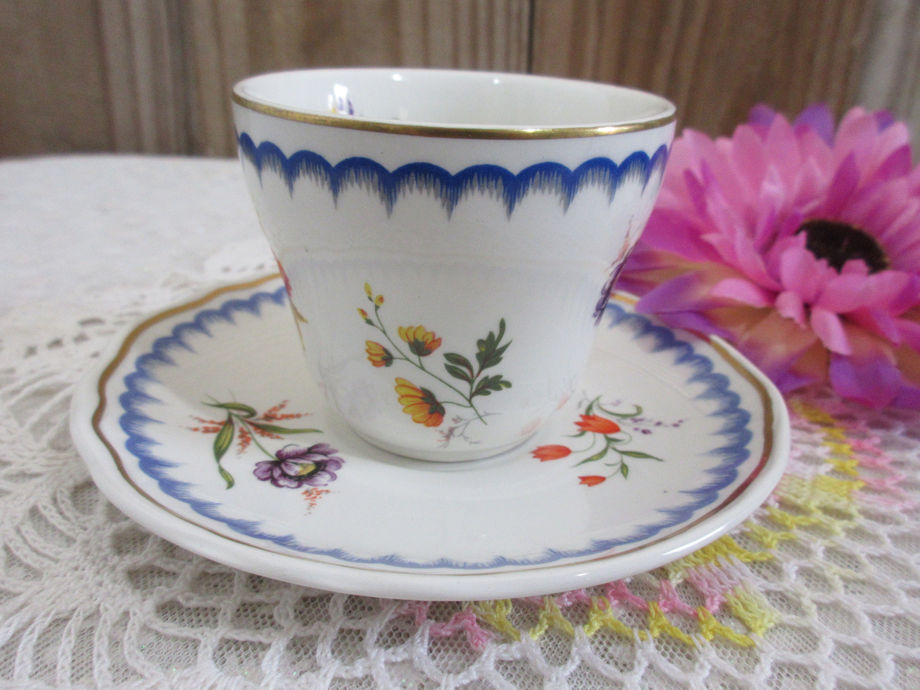 Floral Wedgwood Teacup and Saucer - Etsy