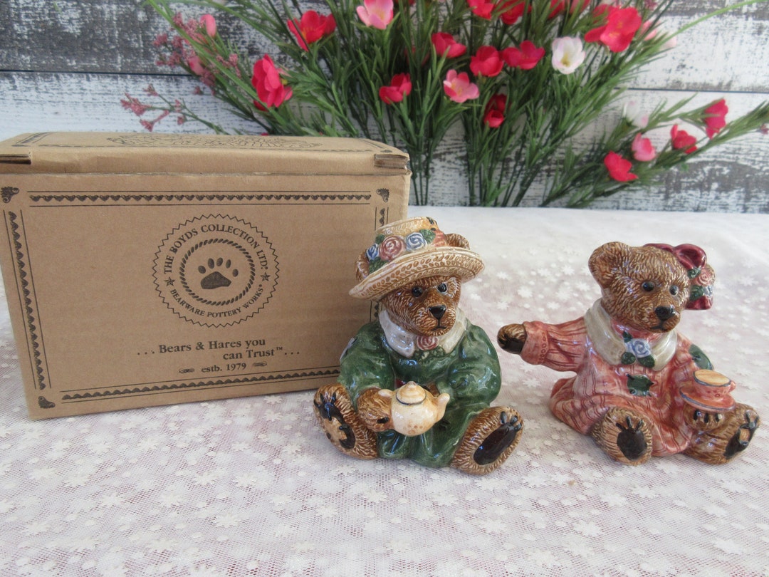 Vintage Boyds Bears Emma and Bailey Tea Party Salt and Pepper Shakers ...