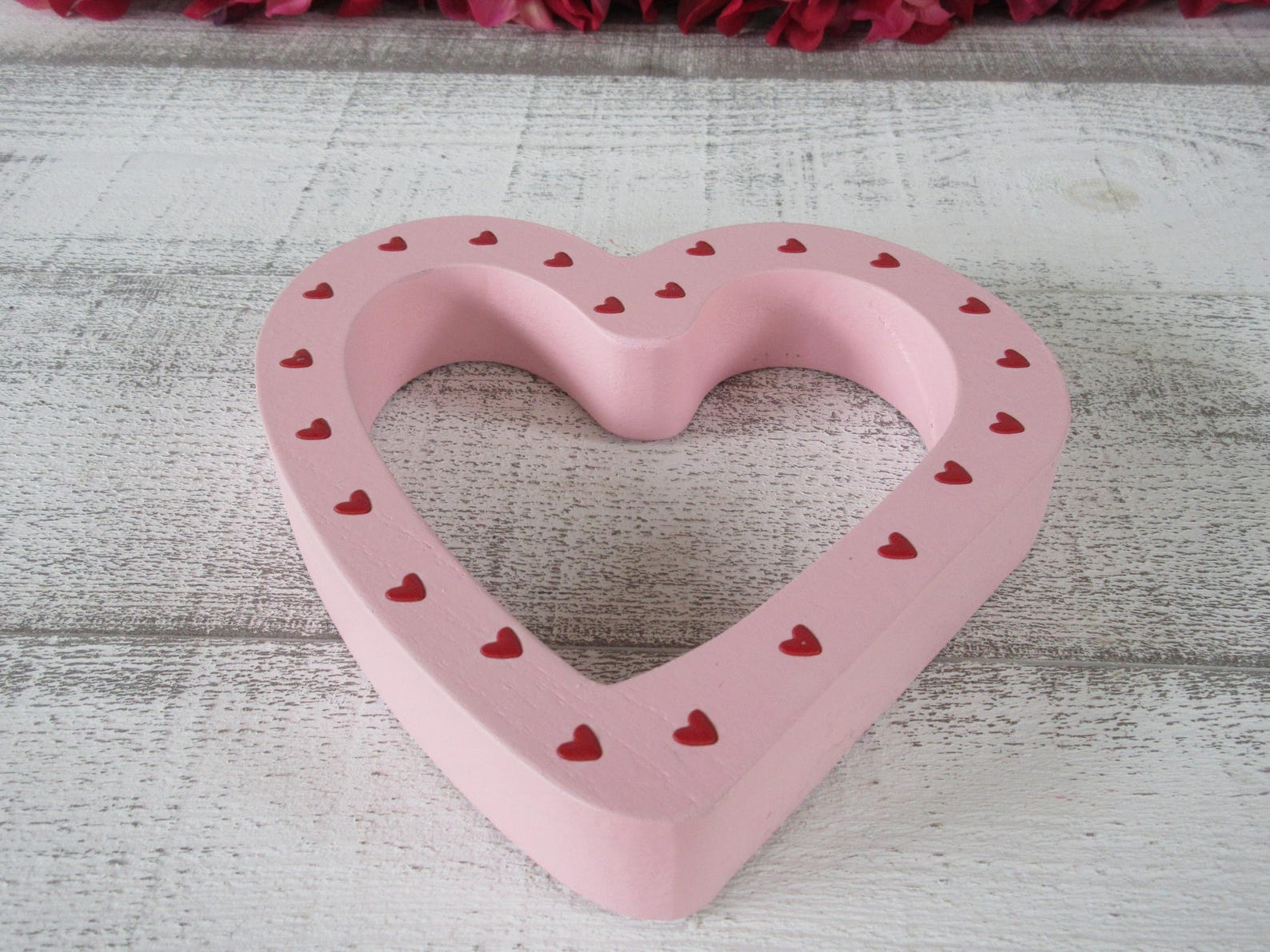 Valentine's Day Pink and Red Heart Decor - Romantic Home Accent - Etsy