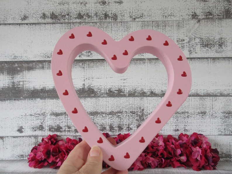 Valentine's Day Pink and Red Heart Decor - Romantic Home Accent - Etsy