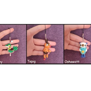 Oshawott, Snivy, Tepig, Polymer Clay Charm, Pokemon Figure, Dust Plug ...