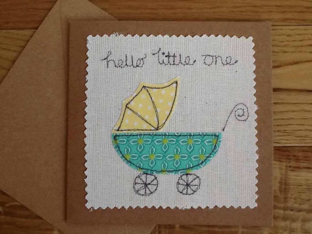 Hello Little One, Baby Girl or Boy Card, Baby Shower, Carriage, Pram ...