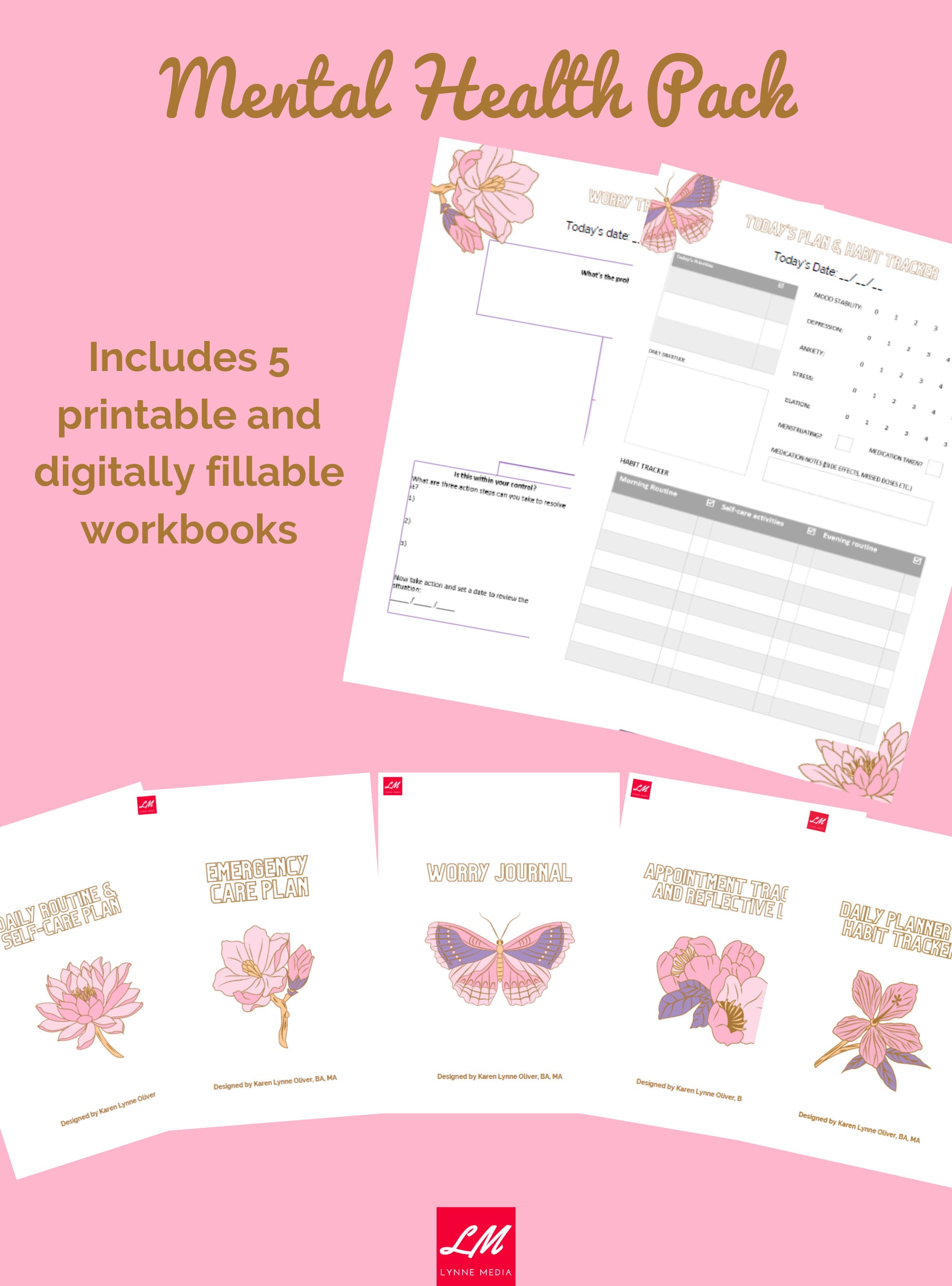 Mental Health Printable Pack | Digitally Fillable | Appointment log ...