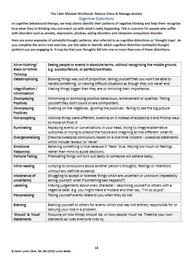 Stress & Anxiety: The Printable Workbook - 64 pages of CBT-based ...