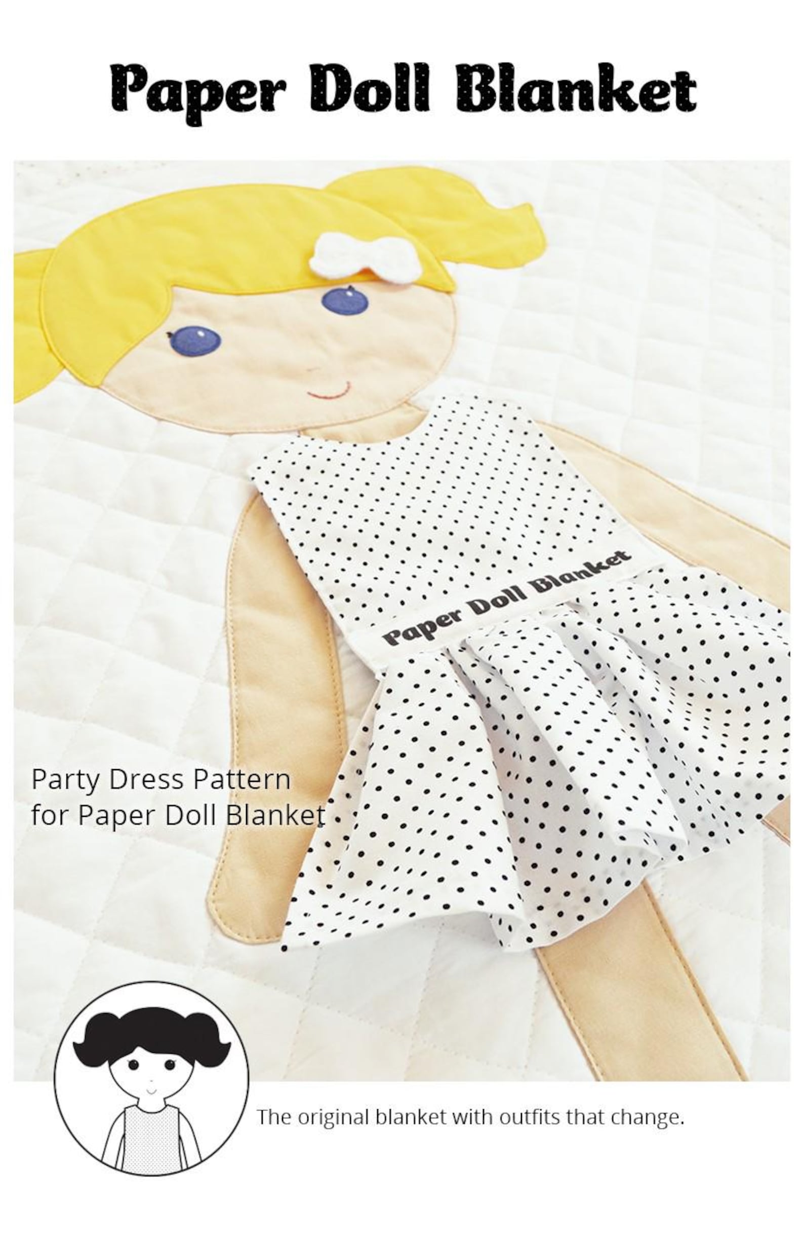Printed Party Dress Pattern, Doll Sewing Pattern, Paper Doll Blanket ...