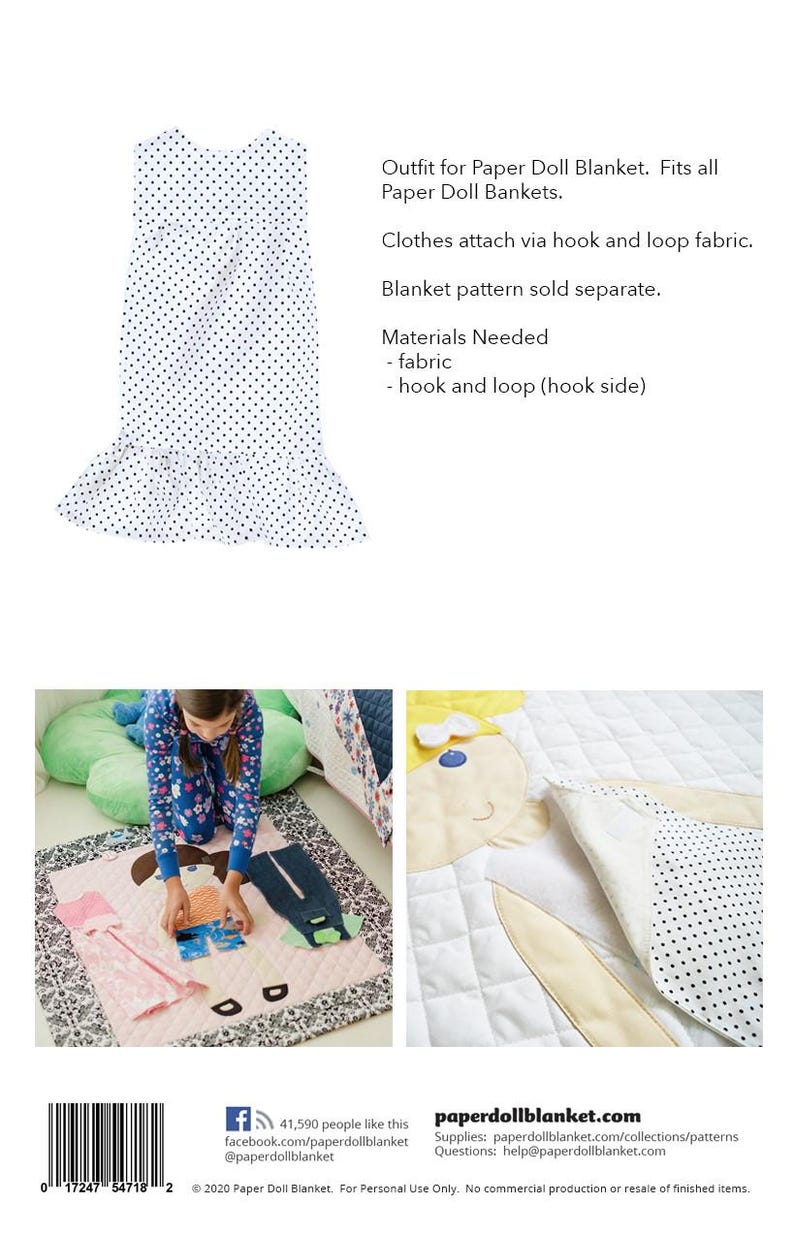 PDF Nightgown Pattern, Digital Dress Pattern, Paper Doll Blanket ...