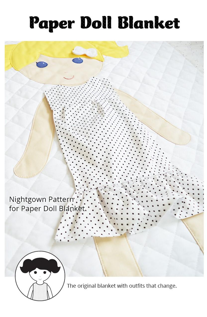 PDF Nightgown Pattern, Digital Dress Pattern, Paper Doll Blanket ...