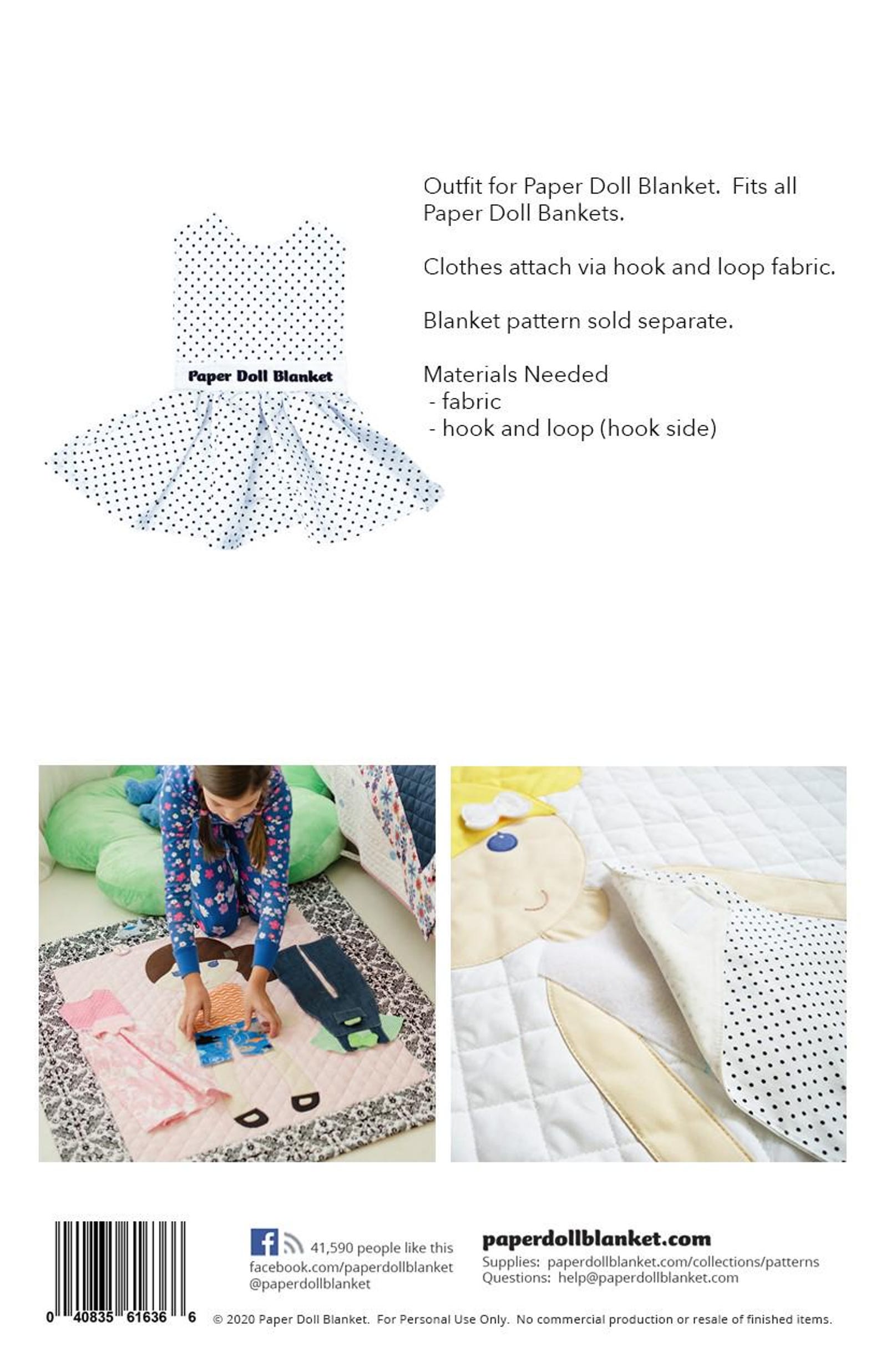 Printed Party Dress Pattern, Doll Sewing Pattern, Paper Doll Blanket ...