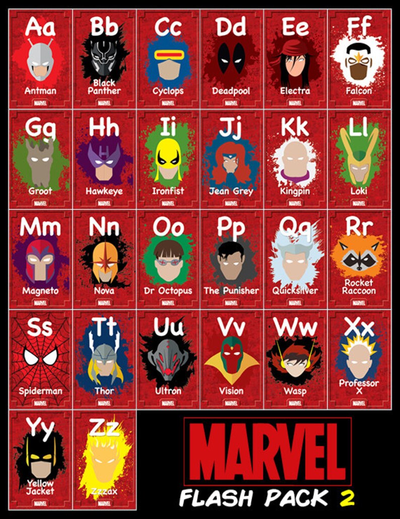 Superhero Flash Cards - Marvel Edition - Pack 2 - Etsy