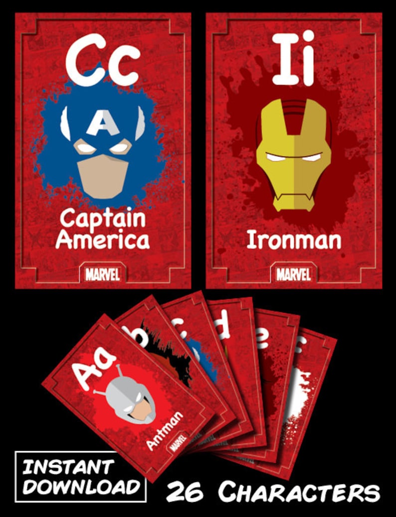 Superhero Flash Cards - Marvel Edition - Pack 1 - Etsy
