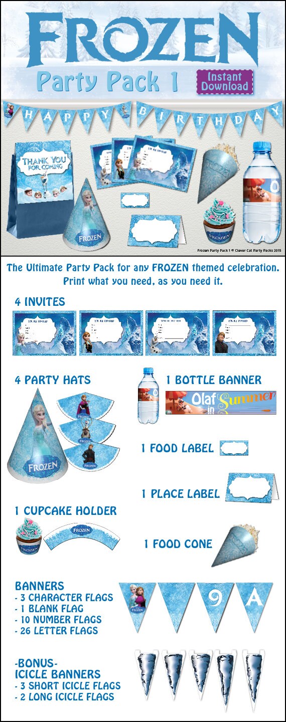 FROZEN Movie Theme Party Decor Pack Incl 10 Items - Elsa, Anna, Olaf ...