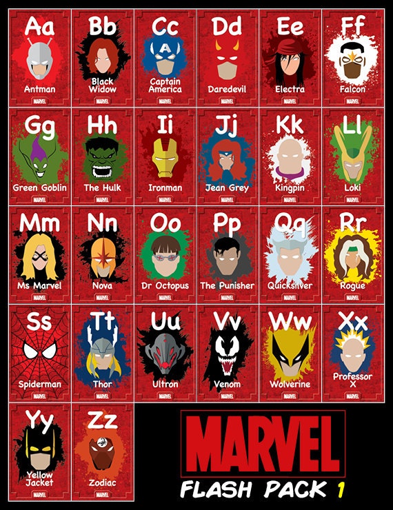 Superhero Flash Cards - Marvel Edition - Pack 1 - Etsy