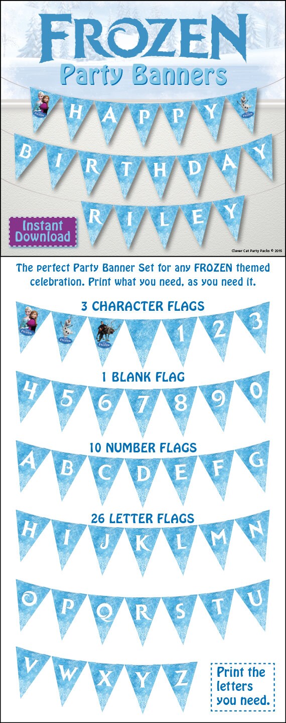 FROZEN Personalized Birthday Party Banner! Print ANY Name and Age. Best ...