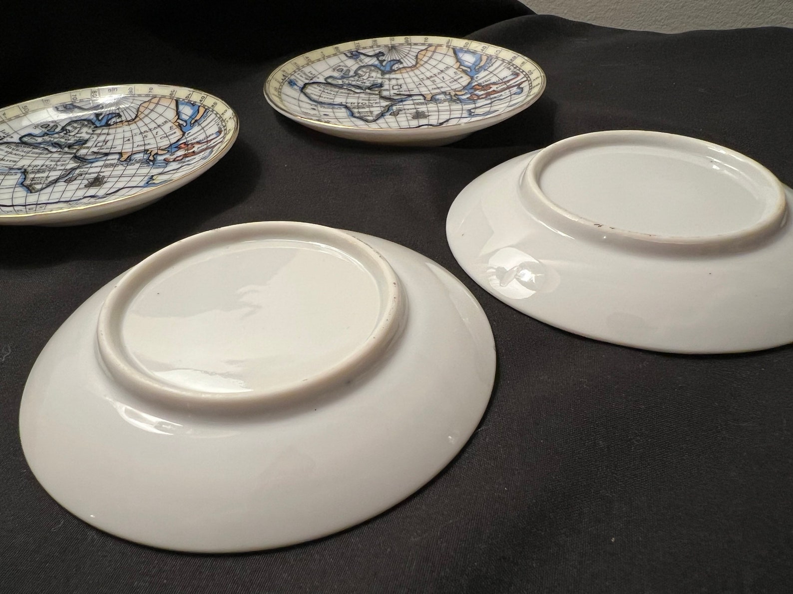 Set of 4 Small Antique World Map Plates - Etsy