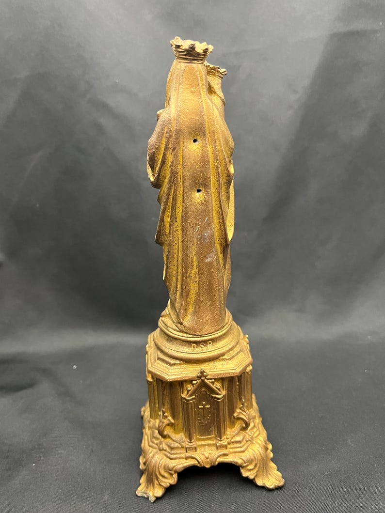Antique Cast Metal French Statue of Saint Anne De Beaupre With Young ...