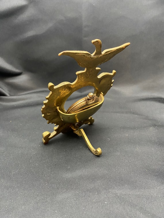 Antique brass pocket watch display with Eagle and a 1… - Gem