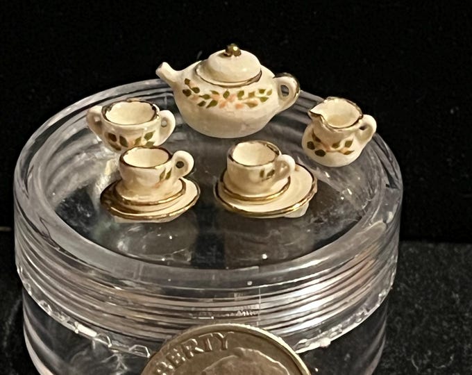 Miniature Dollhouse Porcelain Tea Set. - Etsy