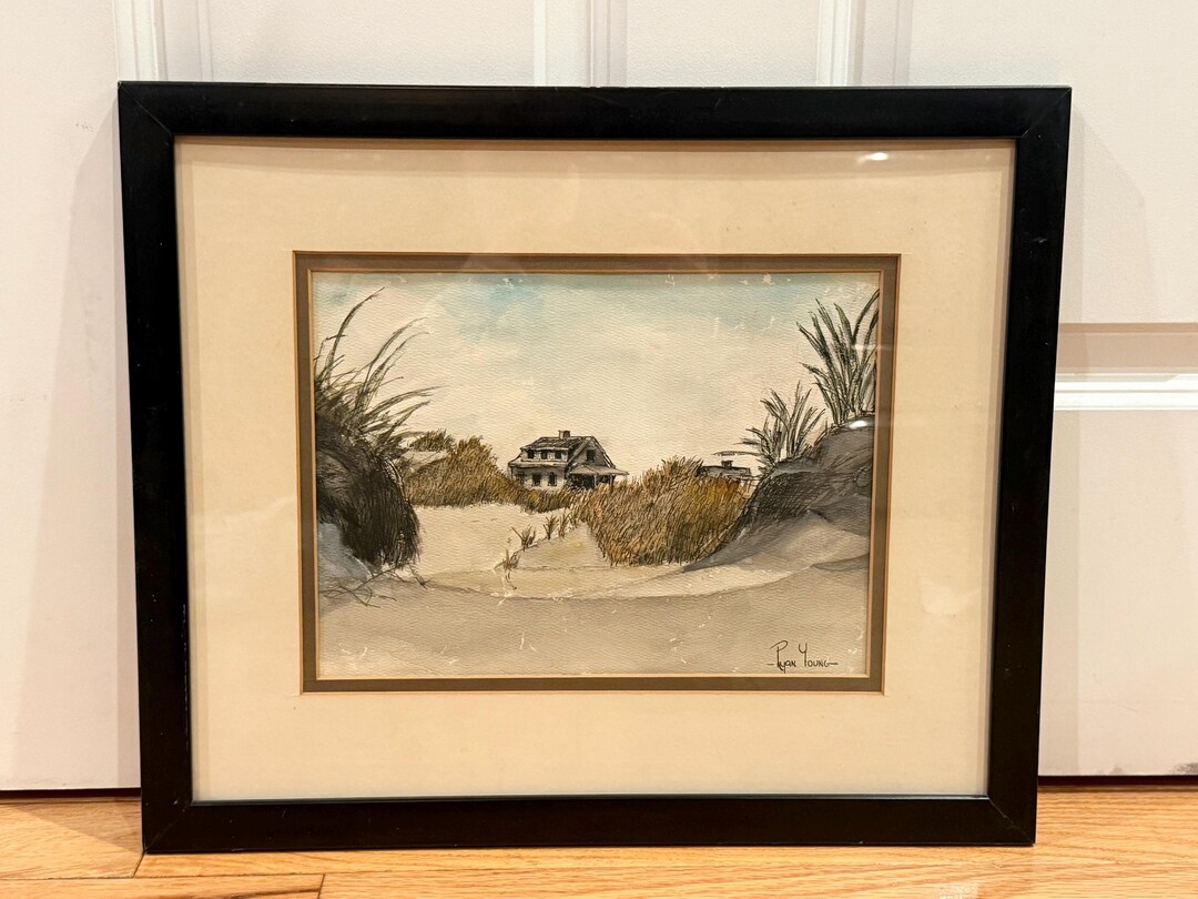 Vintage Original Watercolor Painting by Ryan Young- Landscape Water ...
