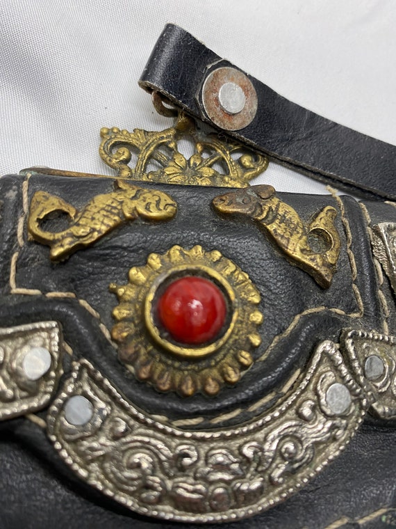 Antique Tibetan flint, leather pouch bag. - Gem