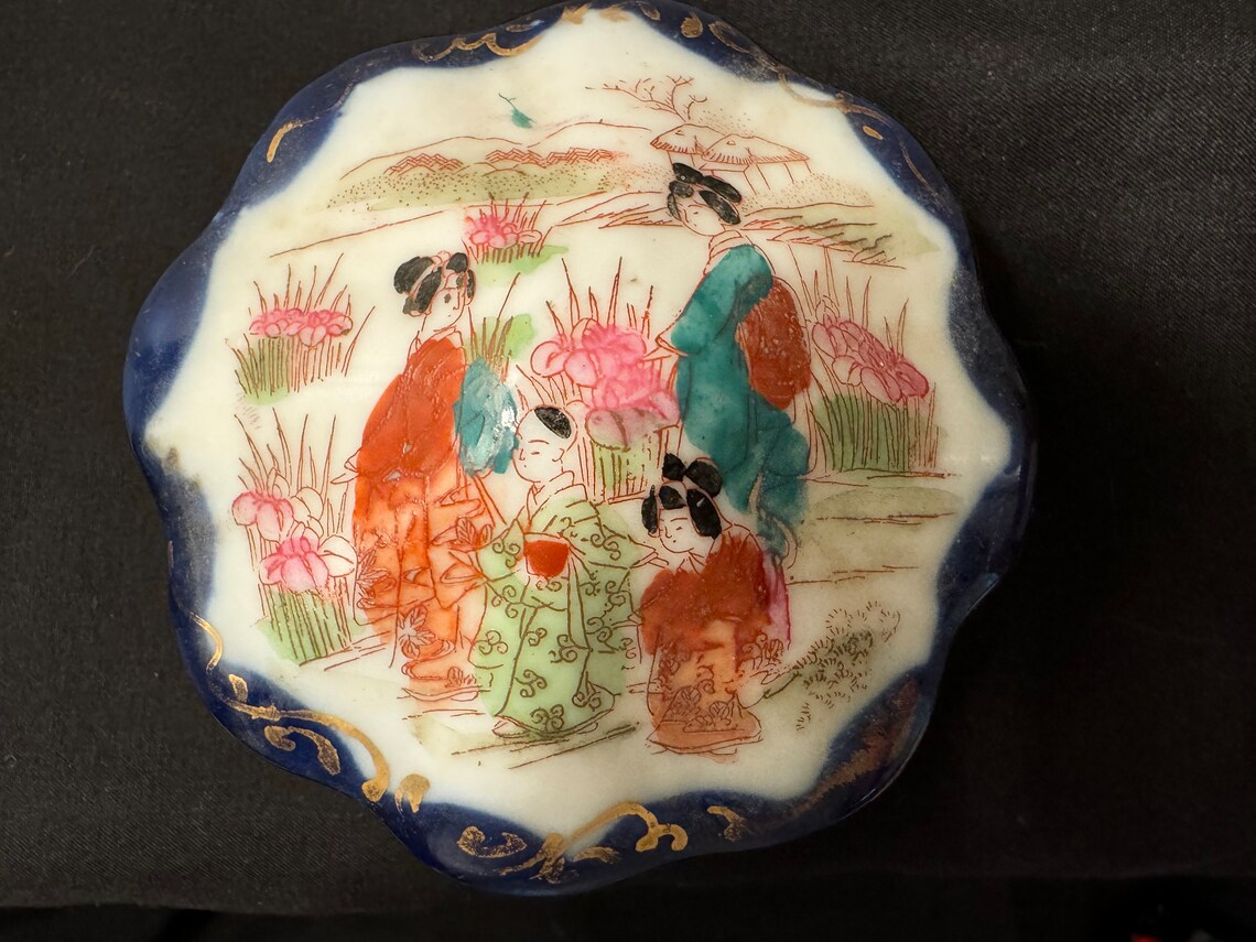 Vintage Oriental Geisha Girls Hand Painted Trinket Box - Etsy