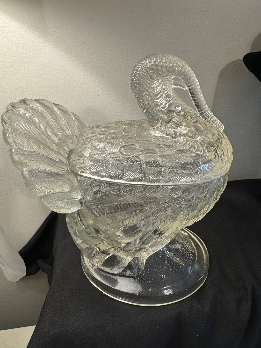 Vintage Clear Pressed Glass Turkey Covered Dish - Etsy