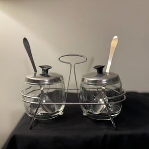 Vintage MCM Retro Foley Condiment Server Jelly Jar Caddy 1960s W/spoons ...