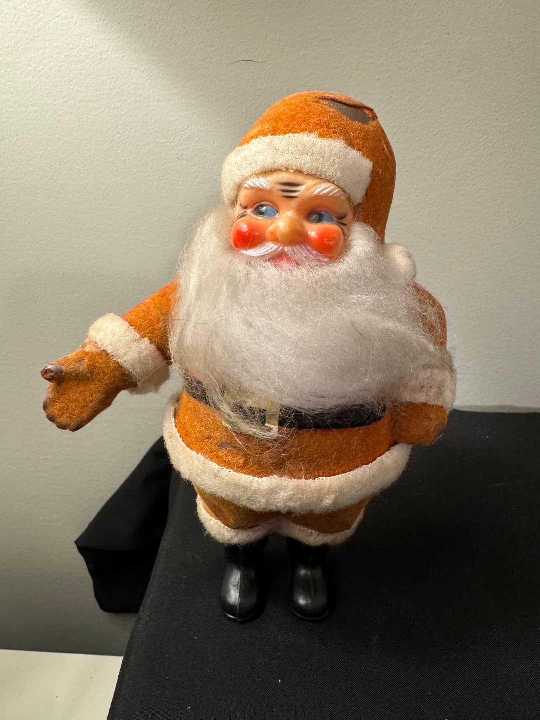 Vintage Flocked Santa Claus Christmas Ornament Decoration - Etsy