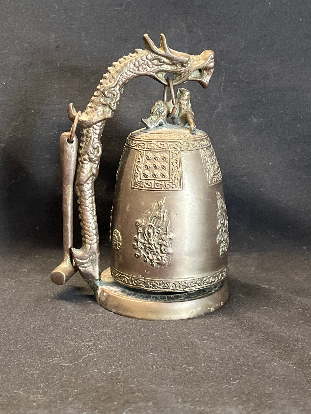 Bronze / Brass Tibetan Prayer Gong With Dragon Motif . - Etsy