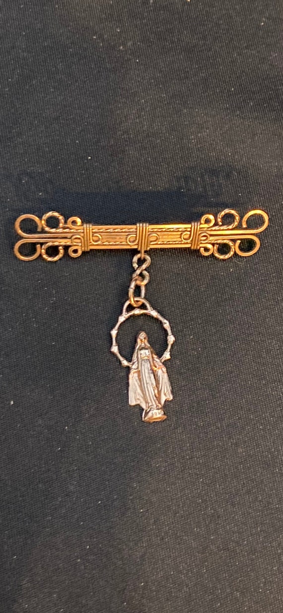 vintage virgin mary brooch - Gem