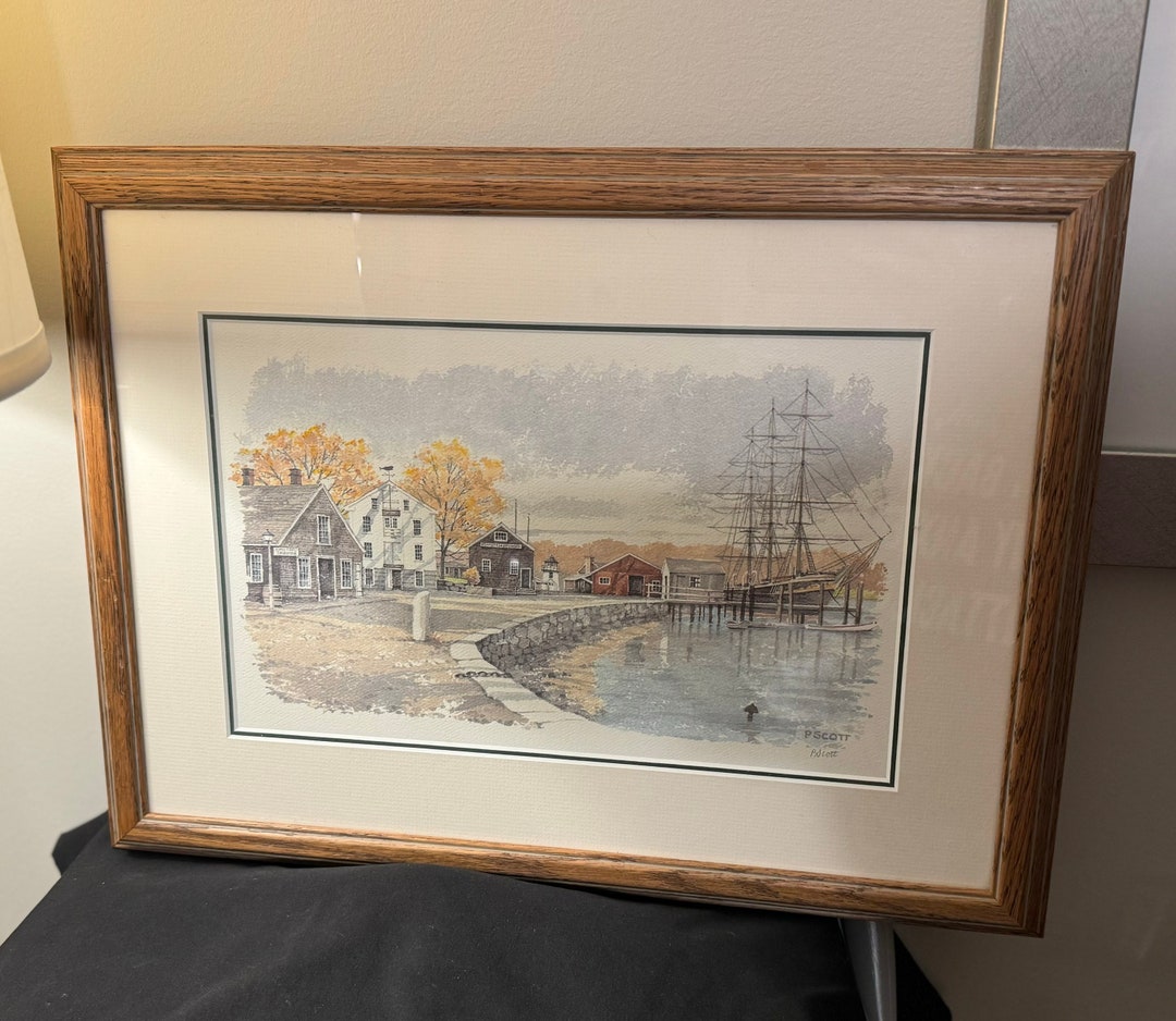 P Scott Signed Print of the Mystic Seaport- Framed Ready to Hang - Etsy
