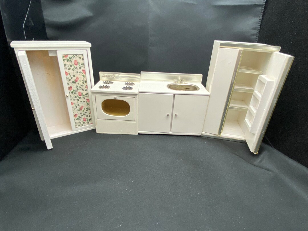 Miniature Vintage, Wooden Classic White Doll House, Kitchen Set. - Etsy