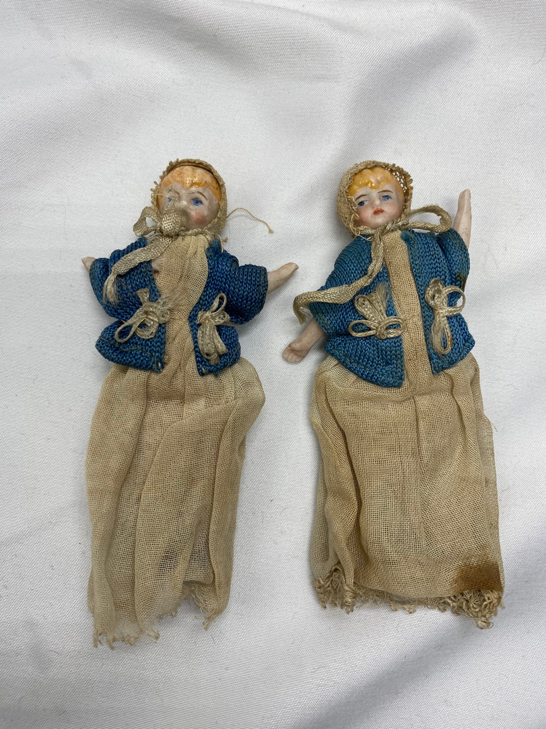 Two Antique Twin, Dollhouse Dolls. - Etsy