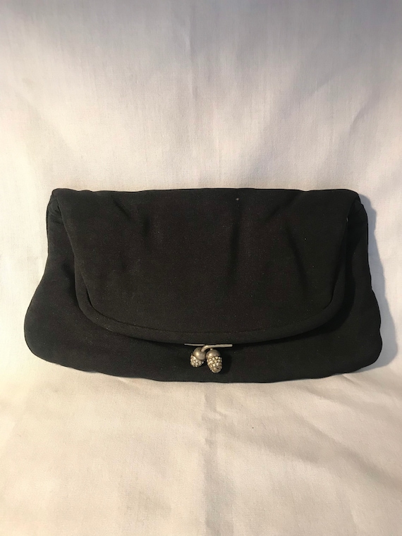Vintage Ingber black cloth clutch Purse with rhinesto… - Gem