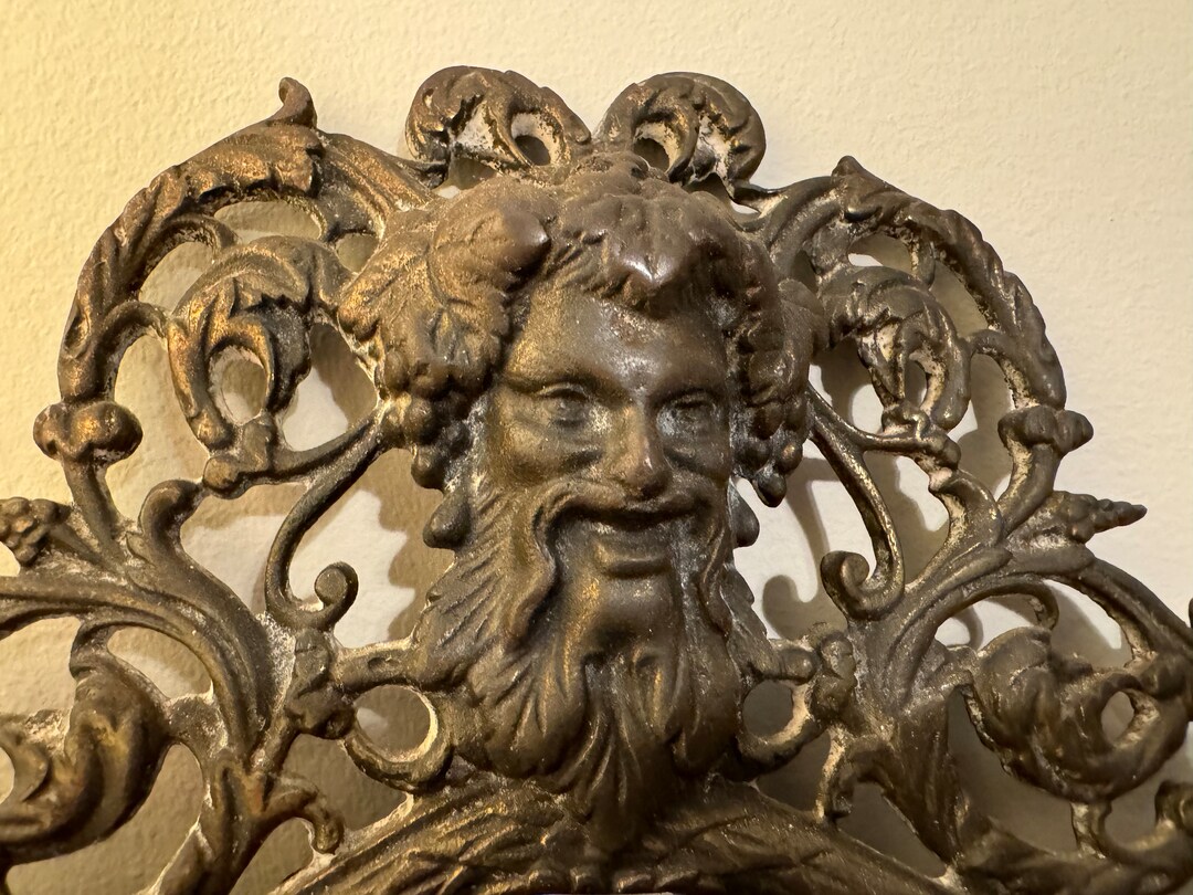 Antique Victorian Ornate Wall Hanging Devil Head Beveled Glass Framed ...