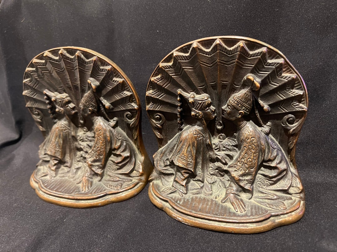Beautiful Set of 1920s Art Deco Solid Bronze Bookends Siam Oriental ...